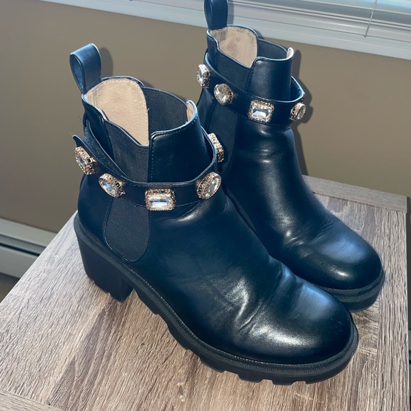 Steve Madden | Shoes | Steve Madden Chunky Rhinestone Studded Boots ...